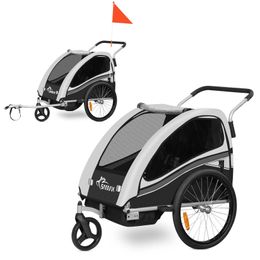 SAMAX 360&deg; drehbarer Fahrradanh&auml;nger 2in1 Jogger - in Grau - Black Edition