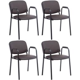 CLP Stapelstuhl 4er Set mit Armlehnen gepolstert Ken Pro, Konferenzst&uuml;hle Kunstleder stapelbar, Metallgestelle schwarz stabil bis 150 kg