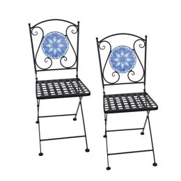 HTI-Living Gartenst&uuml;hle 2 St&uuml;ck Marocco Blau