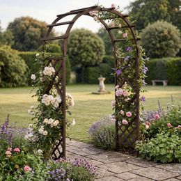 Rosenbogen MCW-Q20, Rankgitter Rosenspalier Rankhilfe Torbogen Garten Holz MVG-zertifiziert 210x126x60cm ~ dunkelbraun