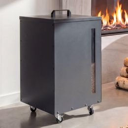 Pelletbeh&auml;lter MCW-Q30, Pelletbox, Aufbewahrungsbox f&uuml;r z.B. Tierfutter, Sichtfenster Rollen 62x36x36cm ~ anthrazit