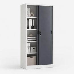Vcm Metallschrank mit 5 F&auml;chern und 2 Schiebet&uuml;ren, Stahlschrank abschlie&szlig;bar, 80 x 180 x 40 cm, Aktenschrank und Universalschrank, Malivo