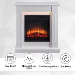 BALDERIA Elektrokamin Ladina - Standkamin mit Heizung 2000 W, weiss