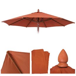 Ersatz-Bezug f&uuml;r Gastronomie Holz-Sonnenschirm MCW-C57b, Sonnenschirmbezug, rund &Oslash;4m Polyester ~ terrakotta