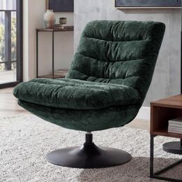 Loungesessel MCW-Q29, Cocktail-/Polster-/Relaxsessel Sessel drehbar Stoff Chenille (470g/m&sup2;) &Ouml;ko-Tex Stahl ~ gr&uuml;n