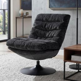 Loungesessel MCW-Q29, Cocktail-/Polster-/Relaxsessel Sessel drehbar Stoff Chenille (470g/m&sup2;) &Ouml;ko-Tex Stahl ~ dunkelgrau