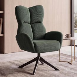 Loungesessel MCW-Q54, Cocktail-/Polster-/Relaxsessel Sessel Loungestuhl, drehbar Metall Cord (320g/m&sup2;) ~ gr&uuml;n