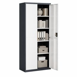 Vcm Metallschrank mit 5 F&auml;chern, Stahlschrank abschlie&szlig;bar, 80 x 180 x 40 cm, Aktenschrank und Universalschrank, Malivo