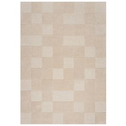 Designerteppich Hoch-Tief DEBEN Schachbrett Wolle 160x230 cm Natur zeitlos modern skandinavisch getuftet Naturteppich KADIMA DESIGN