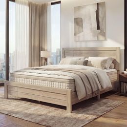 Queen Size Bett MCW-P44, Doppelbett Bettgestell mit Lattenrost, 160x200cm ~ Sonoma Eiche-Optik
