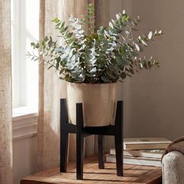 Bambus Pflanzenst&auml;nder MCW-Q31, Blumenst&auml;nder Blumentopfst&auml;nder Blumenhalter, verstellbar 30x27-37cm ~ schwarz