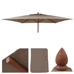 Ersatz-Bezug f&uuml;r Gastronomie Holz-Sonnenschirm MCW-C57b, Sonnenschirmbezug, eckig 3x3m Polyester ~ taupe