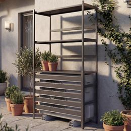 Aluminium Verkleidung f&uuml;r Klimaanlage/W&auml;rmetauscher MCW-P95, Abdeckung Schutzgitter Regal 163x90x38cm ~ anthrazit