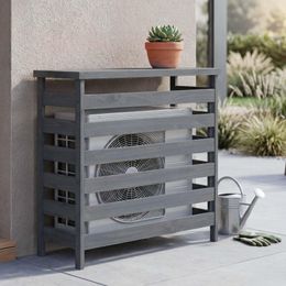 Verkleidung f&uuml;r Klimaanlage/W&auml;rmetauscher MCW-Q15, Abdeckung Holz MVG-zertifiziert 78x84x32cm ~ anthrazit-grau