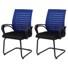 2er-Set Esszimmerstuhl MCW-K51, Stuhl Armlehne, Stoff/Textil (250g/m&sup2;) MVG ~ blau, Gestell schwarz