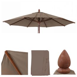 Ersatz-Bezug f&uuml;r Gastronomie Holz-Sonnenschirm MCW-C57b, Sonnenschirmbezug, rund &Oslash;3m Polyester ~ taupe