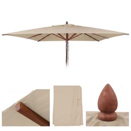 Ersatz-Bezug f&uuml;r Gastronomie Holz-Sonnenschirm MCW-C57b, Sonnenschirmbezug, eckig 3x3m Polyester ~ creme