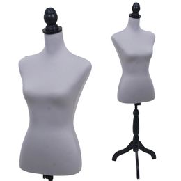 Schneiderpuppe MCW-Q24, Schaufensterpuppe Torso weiblich, Schaumstoff, abnehmbarer Bezug, MVG-zertifiziert ~ grau