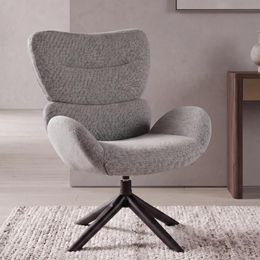 Loungestuhl MCW-Q53, Sessel Loungesessel Esszimmerstuhl, drehbar Metall Chenille (420g/m&sup2;) ~ dunkelgrau