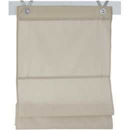 Raffrollo Kutti "Kessy Bessy" Gr. 5, beige (natur), B:80cm H:210cm, Obermaterial: 65% Baumwolle, 35% Polyester, Raffrollos, halbtransparent, Baumwolle, Polyester, Hakenaufh&auml;ngung
