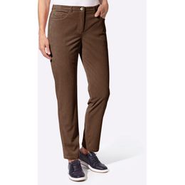 Cordhose Casual Looks, Damen, Gr. 22, Kurzgr&ouml;&szlig;en, braun, 100% Polyester, unifarben, Hosen Cordhose