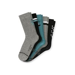 Kurzsocken Schiesser "Socken Legwear Teens 5er Pack", M&auml;dchen, Gr. 35-38, grau, Obermaterial: 75% Baumwolle CO. 24% Polyamid PA. 1% Elasthan EL., Socken