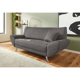 2-Sitzer Home Affaire "Saltare, elegant & komfortabel, toller Designfu&szlig;, Breite 174cm, bequem", grau (dunkelgrau), B:174cm H:78cm T:82cm, Kunstleder SOFTLUX;Luxus-Microfaser ALCAZAR (100% Polyester);Feinstruktur (100% Polyester), Sofas, bequeme Armlehnen