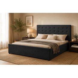 Polsterbett OTTO HOME "Hamar, Knopfsteppung im Kopfteil, bis 250 KG belastbar", grau (anthrazit, anthrazit, anthrazit), B:189cm H:105cm L:217cm, 100% Polyester, Betten, Polsterbett, in verschiedenen Gr&ouml;&szlig;en und Stoffen und Farben