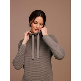 Stehkragenpullover CREATION L PREMIUM "Lyocell-Baumwoll-Pullover", Damen, Gr. 40, sesam, meliert, 50% Baumwolle, 50% Lyocell, unifarben, Pullover Stehkragenpullover