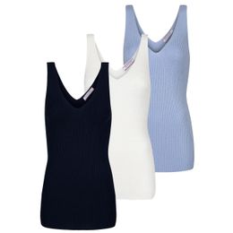 Blusentop FELIX HARDY "Tr&auml;gertop Pack", Damen, Gr. S, navy, ecru, babyblau, 50% Baumwolle, 50% Polyacryl, Blusen Blusentop