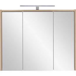 Spiegelschrank Welltime "List", braun (eiche hell), B:74,5cm H:60cm T:16cm, Schr&auml;nke, Spiegelschrank, Breite 74,5 cm Badschrank mit viel Stauraum.