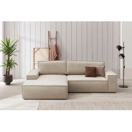 Ecksofa OTTO HOME "SHERWOOD L-Form, 267 cm - OTTO. Verl&auml;ssliche Qualit&auml;t.", beige (cream), B:267cm H:85cm T:167cm, 100% Polyester, Sofas, Ecksofa, Schlaffunktion mit Bettkasten (210x136 cm), Cord, Vintage, Samtvelours