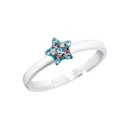 Fingerring Prinzessin Lillifee "Stern", bunt (silberfarben, blau, lila, kristallwei&szlig;), Fingerringe, Damen, 0,8 g, Silber 925 (Sterlingsilber), 1,9mm, Fingerring, mit Preciosa Crystal