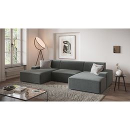 Wohnlandschaft Trendmanufaktur "Wien, wahlweise mit Sitzvorschub und Bettkasten, Breite 329 cm", anthrazit, B:329cm H:73cm T:162cm, 95%Polyester, 5%Polyamide, Sofas, Wohnlandschaft, U-Form, in trendigem Cordstoff