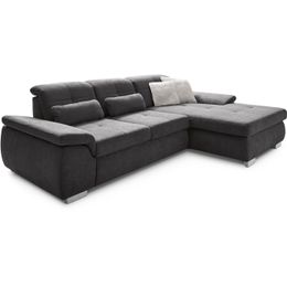 Ecksofa DIE PLANBAR "MP-IN16037 L-Form, Breite 289 cm, mit Kaltschaum-Polsterung", grau (anthrazit), B:289cm H:85cm T:195cm, 100% Polyester, Sofas, Ecksofa, mit Sitztiefenverstellung & Zierkissen