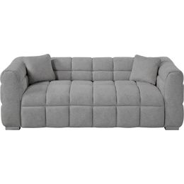 Big-Sofa "Thor Design-Sofa mit Steppung, Bubble-Optik, B:190cm", grau, B:190cm H:65cm T:73cm, 100%PES, ATLANTIC HOME COLLECTION, Sofas, Big-Sofa, "Bubble"-3D Optik Sofa mit Taschenfederkern, inkl. Zierkissen