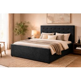 Polsterbett OTTO HOME "Hamar, Knopfsteppung im Kopfteil, bis 250 KG belastbar", grau (anthrazit, anthrazit, anthrazit), B:149cm H:105cm L:217cm, 100% Polyester, Betten, Polsterbett, in verschiedenen Gr&ouml;&szlig;en und Stoffen und Farben