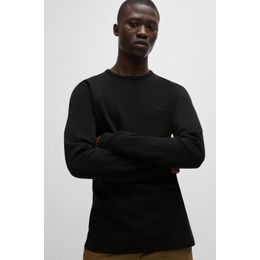 Langarmshirt BOSS Orange "Tempesto", Herren, Gr. L, schwarz (schwarz001), Single Jersey, Obermaterial: 78% Baumwolle, 15% Polyacryl, 7% Elasthan, unifarben, regular fit normal, Rundhals, Shirts Langarmshirt, mit BOSS-Stickerei