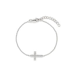 Armband s.Oliver "Cross, Kreuz-Motiv", silber (silberfarben, kristallwei&szlig;, kristallwei&szlig;), Armb&auml;nder, M&auml;dchen, 14,5cm, Silber 925 (Sterlingsilber), Armband, mit Zirkonia (synth.)