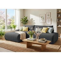 Ecksofa Trendmanufaktur "Prag, Schlafsofa mit Bettkasten, Couch in L-Form, Breite 253 cm", anthrazit, B:253cm H:82cm T:167cm, 95%Polyester, 5%Polyamide, Sofas, Ecksofa, in feinem Strukturstoff, anthrazit, Recamiere links