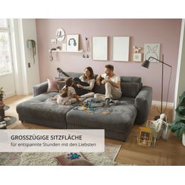 Big-Sofa ED EXCITING DESIGN "Loveseat, 2-Sitzer, Barura, Breite 292", grau (dunkelgrau), B:292cm H:90cm T:194cm, 92% Polyester, 8% Nylon, Sofas, Big-Sofa, Big-Sofa mit 2 Nierenkissen, Topseller