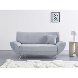 2-Sitzer Home Affaire "Saltare, elegant & komfortabel, toller Designfu&szlig;, Breite 174cm, bequem", grau (grau, blau), B:174cm H:78cm T:82cm, Kunstleder SOFTLUX;Luxus-Microfaser ALCAZAR (100% Polyester);Feinstruktur (100% Polyester), Sofas, bequeme Armlehnen