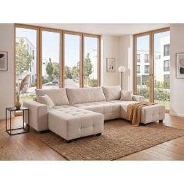 Wohnlandschaft Collection AB "Bella U-Form, Breite 314 cm", beige, B:314cm T:162cm, 100%Polyester, Sofas, Wohnlandschaft, Wonlandschaft, Schlaffunktion,Bonnelfederkern,R&uuml;ckenkissen