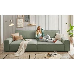 Big-Sofa OTTO HOME "NEU: SHERWOOD XXL, Big-Sofa (316cm), extra tiefe Sitzfl&auml;che 95 cm", gr&uuml;n (hellgr&uuml;n), B:316cm H:90cm T:135cm, 100% Polyester, Sofas, Big-Sofa, bequemer Sitzkomfort, Cord u. Leinenoptik, Kedernaht