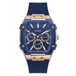 Multifunktionsuhr Guess "PHOENIX", blau, Armbanduhren, Herren, Quarzuhr, Armbanduhr, Herrenuhr, Silikonarmband, Datum