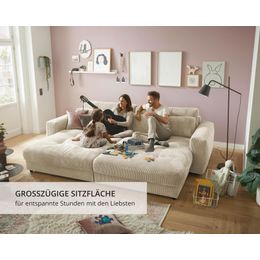 Big-Sofa ED EXCITING DESIGN "Loveseat, 2-Sitzer, Barura, Breite 292", beige, B:292cm H:90cm T:194cm, 92% Polyester, 8% Nylon, Sofas, Big-Sofa, Big-Sofa mit 2 Nierenkissen