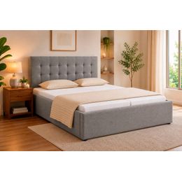 Polsterbett OTTO HOME "Hamar, Knopfsteppung im Kopfteil, bis 250 KG belastbar", grau (grau, grau, grau), B:149cm H:105cm L:217cm, 100% Polyester, Betten, Polsterbett, in verschiedenen Gr&ouml;&szlig;en und Stoffen und Farben