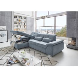Ecksofa DIE PLANBAR "MP-IN16037 L-Form, Breite 289 cm, mit Kaltschaum-Polsterung", blau (ice), B:289cm H:85cm T:195cm, 100% Polyester, Sofas, Ecksofa, mit Sitztiefenverstellung & Zierkissen