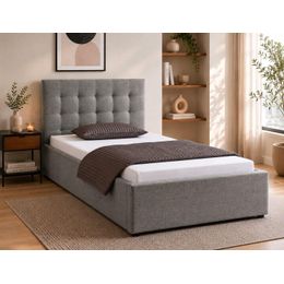 Polsterbett OTTO HOME "Hamar, Knopfsteppung im Kopfteil, bis 250 KG belastbar", grau (grau, grau, grau), B:109cm H:105cm L:217cm, 100% Polyester, Betten, Polsterbett, in verschiedenen Gr&ouml;&szlig;en und Stoffen und Farben
