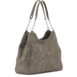 Schultertasche Vivance "Henkeltasche, Damentasche, Shopper, Einkaufstasche, Handtasche", Damen, Gr. B/H/T: 34cm x 30cm x 16cm, grau, Lederimitat, unifarben, Taschen Schultertasche, mit silberfarbenen Ketten-Details VEGAN